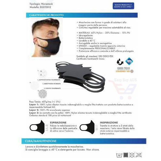 Alfa Romeo Racing Official Face Mask 3 Layer Made in Italy